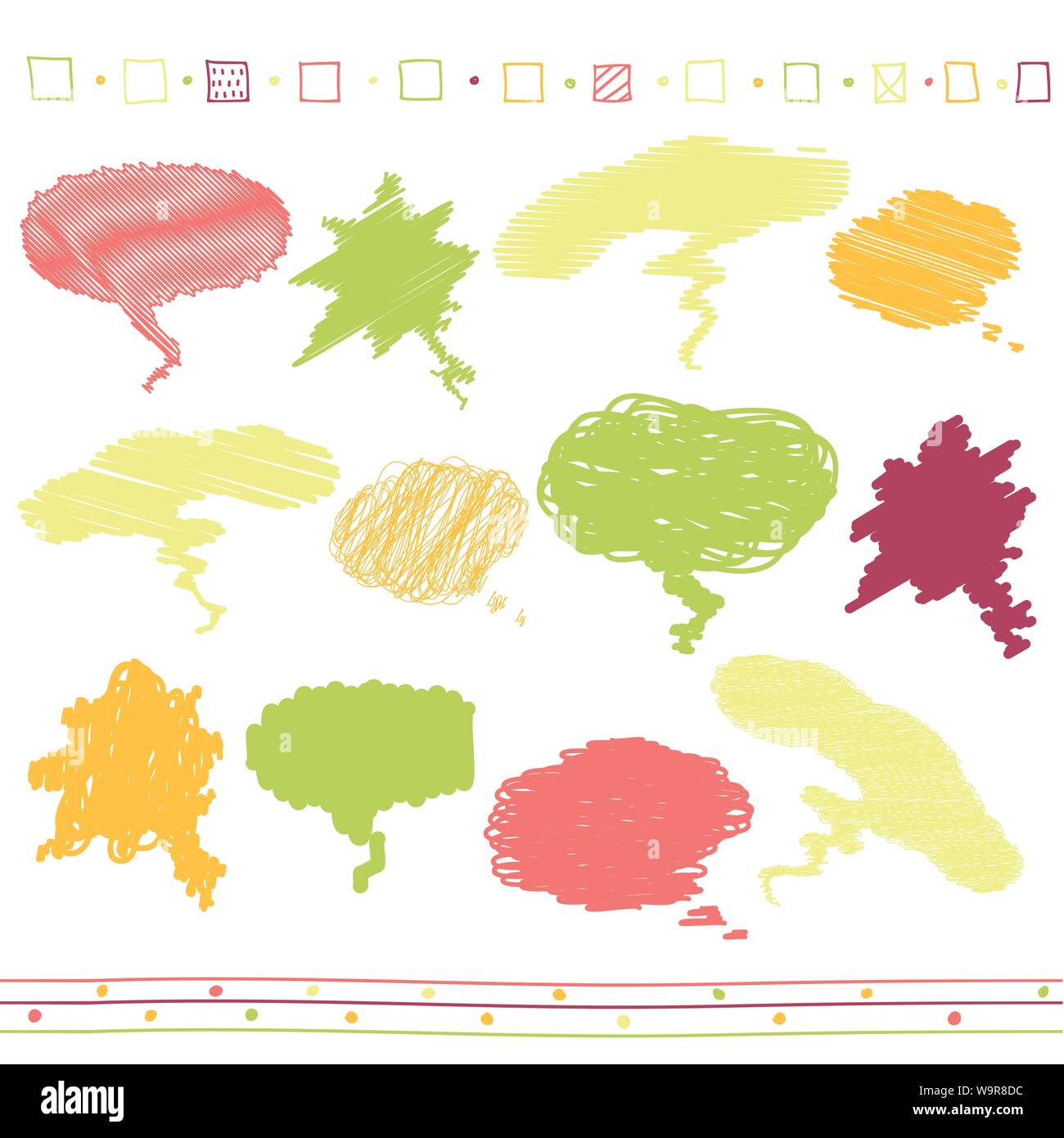 Vector collection of scribbled speech bubbles with hand drawn style of ...