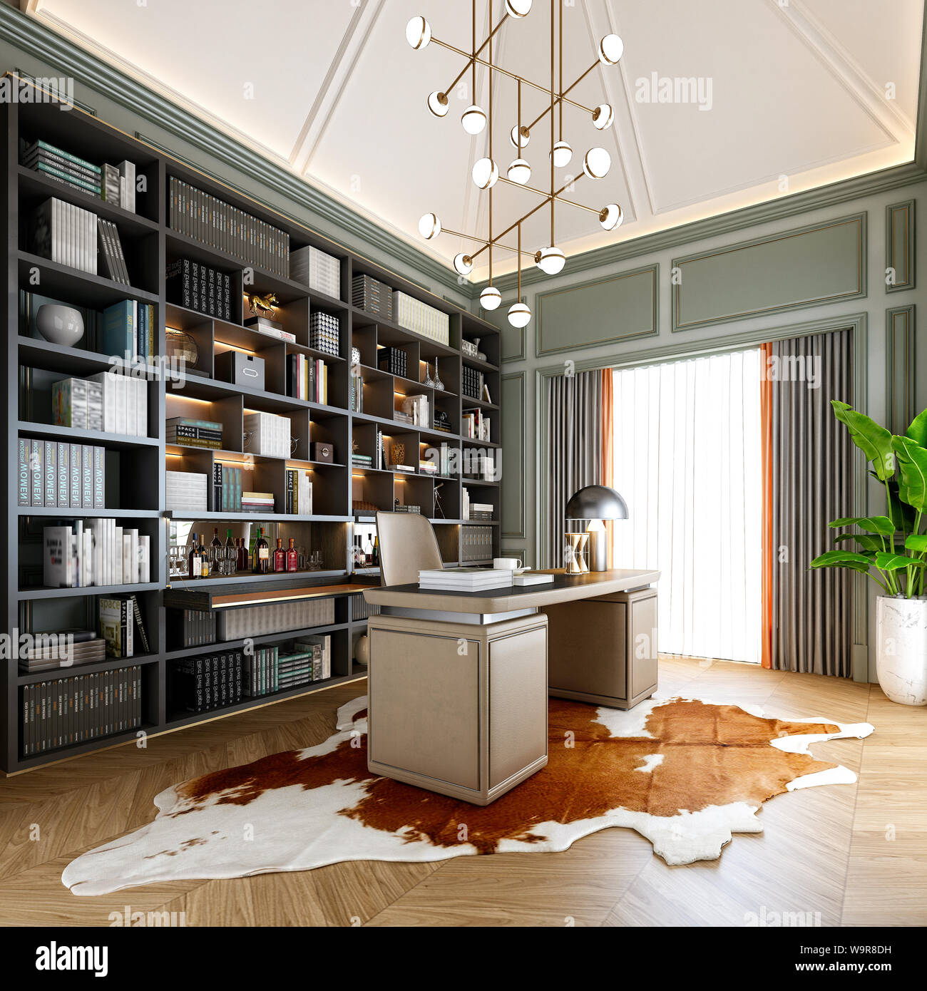 3d render working office Stock Photo - Alamy