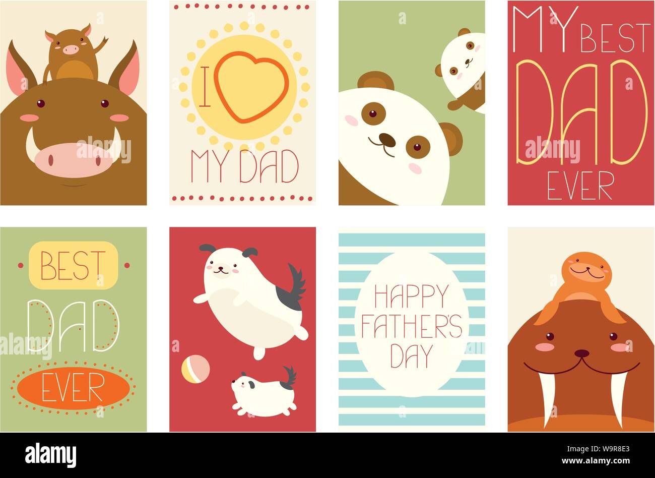 Best dad ever. Collection of banner, background, flyer, placard with ...