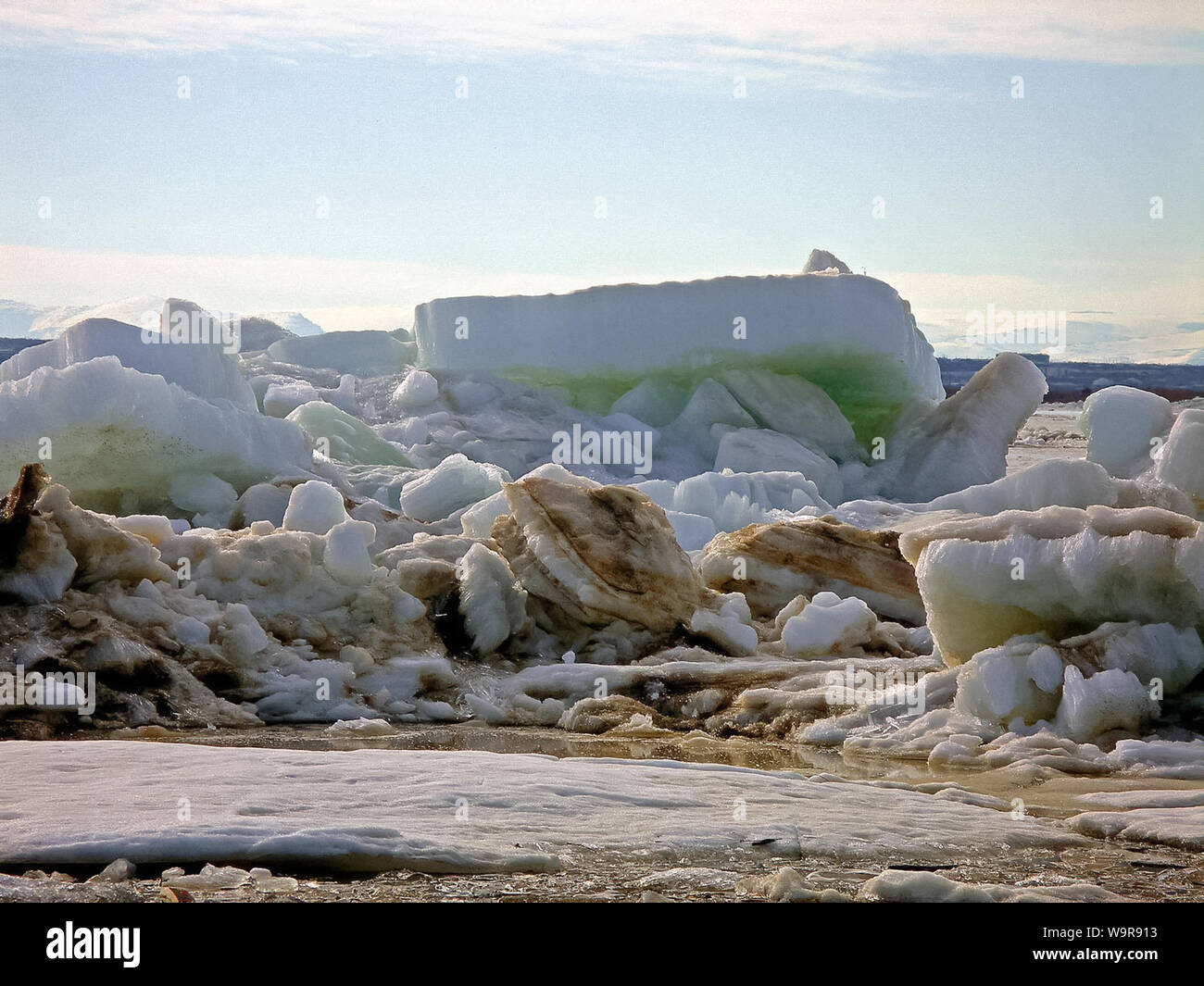 Melting snow in the spring. The spring heat will melt the snow. Brooks ...