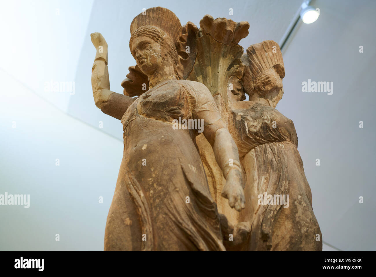 Statues of dancers that stood atop a tall column at Delphi on display ...