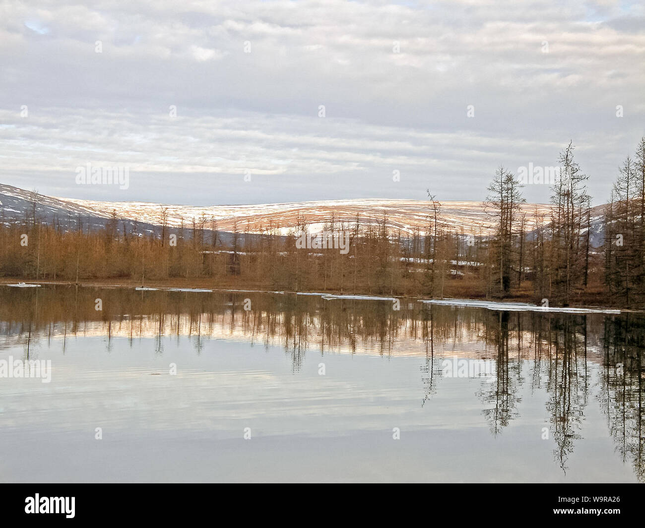 River landscape Early spring. bare trees, melting snow Stock Photo - Alamy