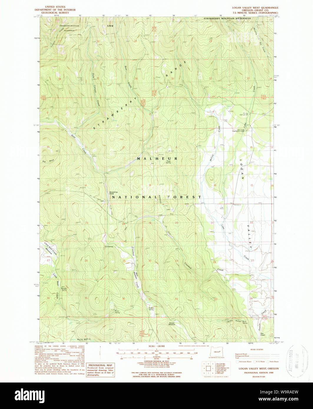 USGS Topo Map Oregon Logan Valley West 280567 1988 24000 Restoration ...