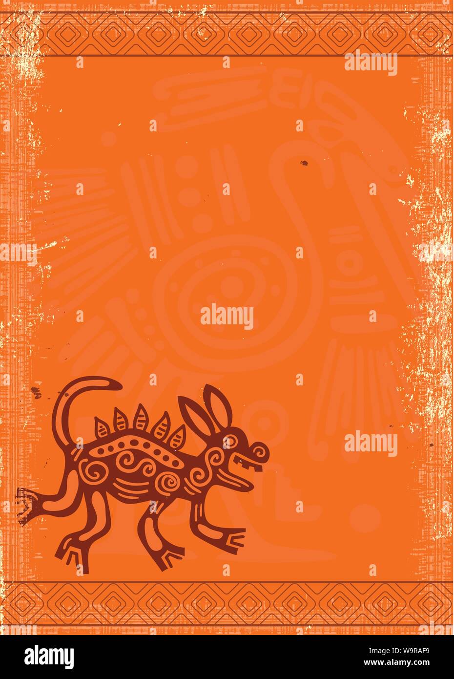 Vector grunge background with American Indian traditional patterns and ...