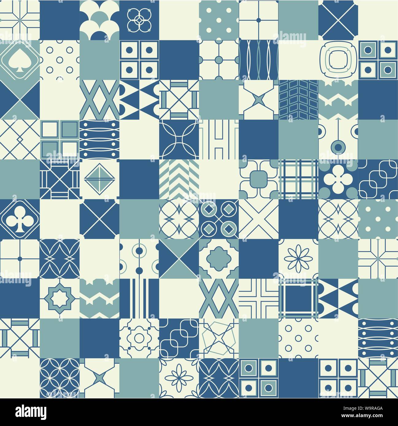 Seamless vector background in patchwork style with geometric patterns ...