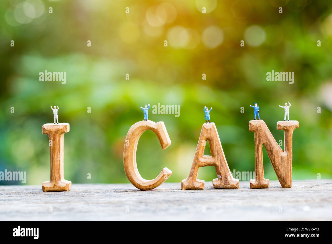 miniature people with text I CAN Stock Photo - Alamy