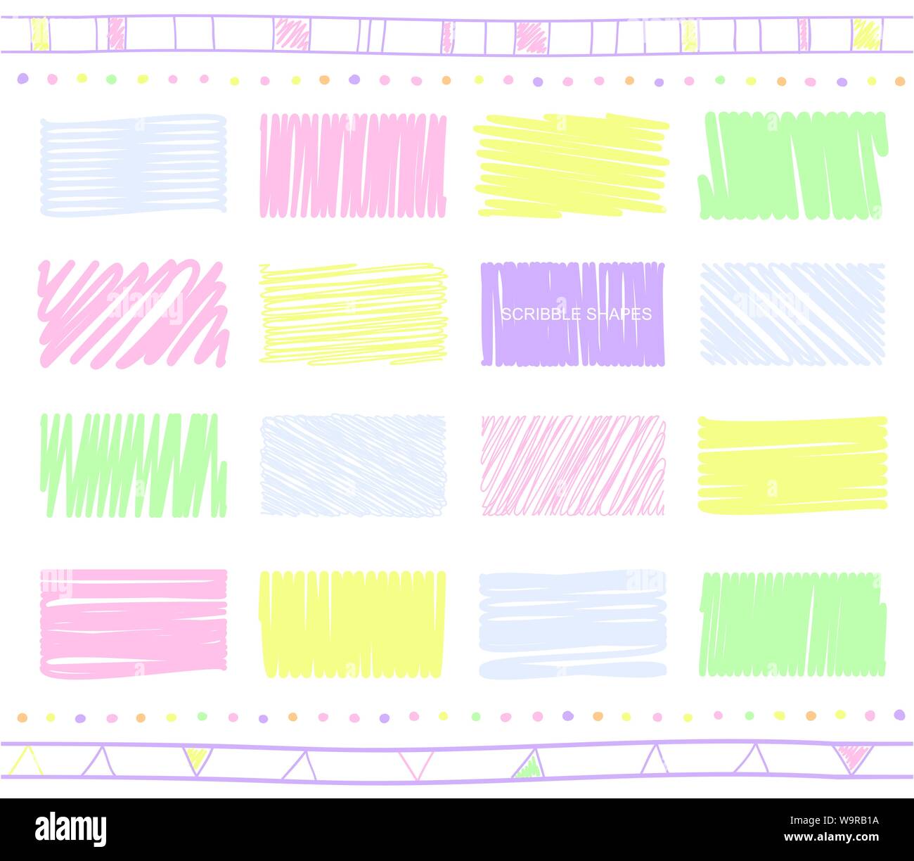 Vector collection of retro scribbled elements in hand drawn style of of ...