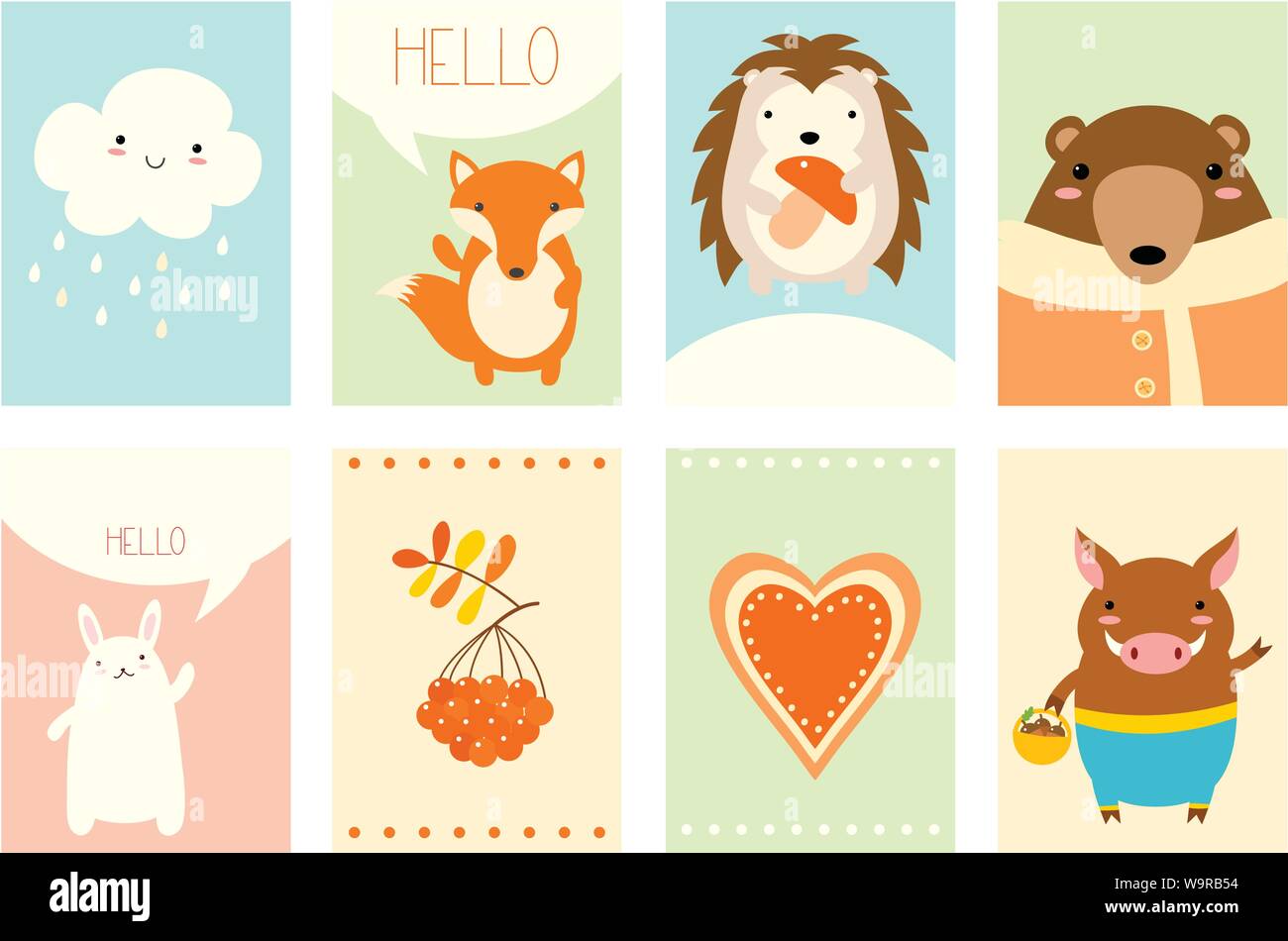 Banners, backgrounds, flyers, placards in hand drawn style with cute ...