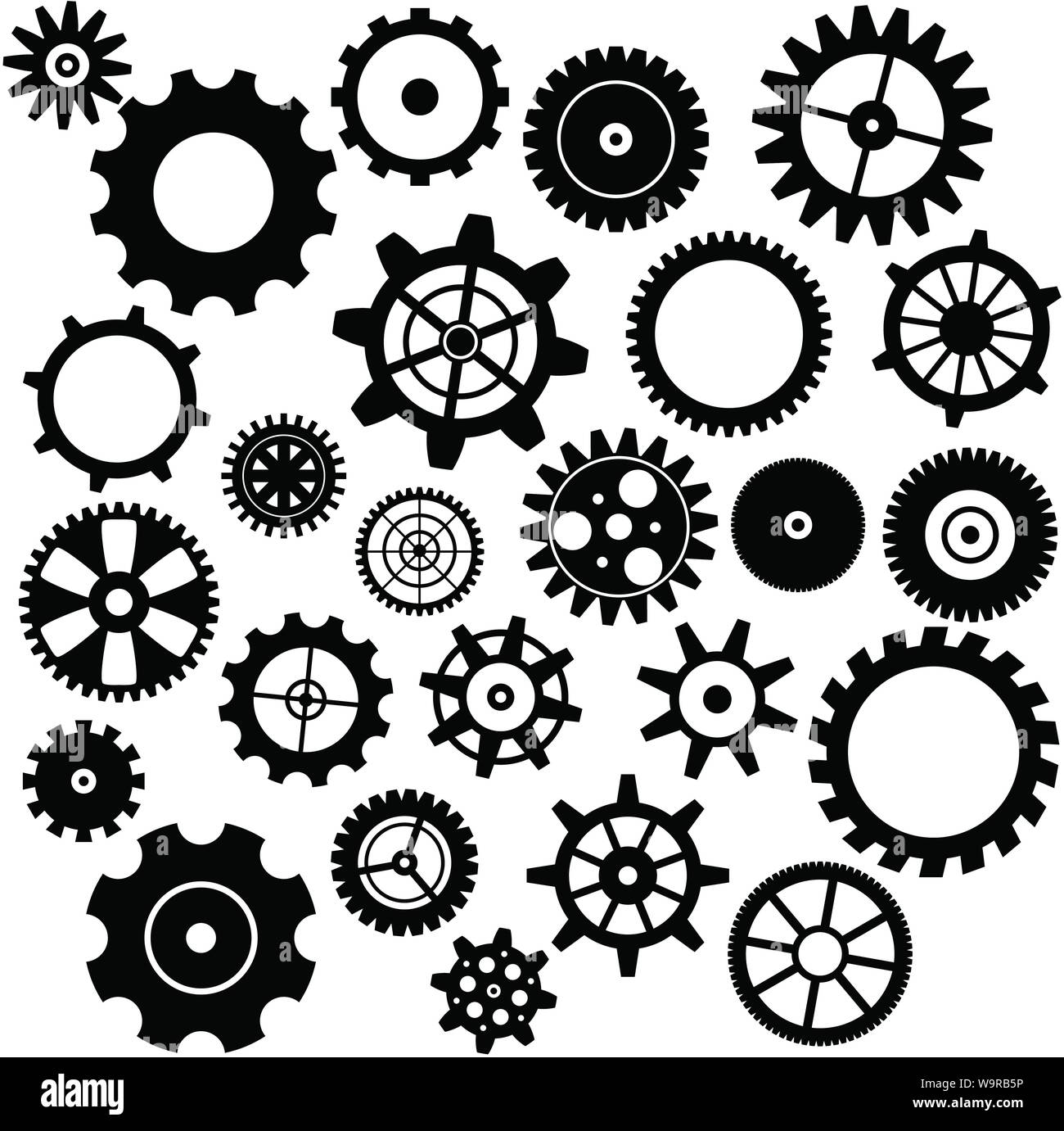 Collection of retro gear icon. Vector vintage transmission cogwheels ...