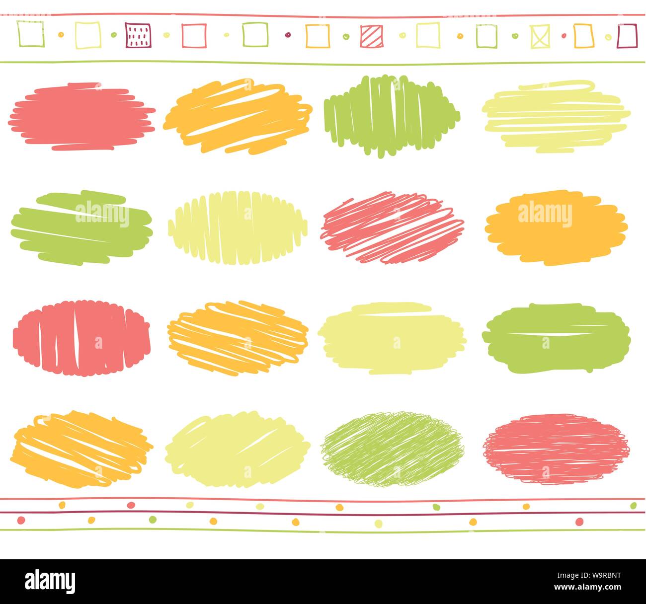 Vector collection of retro scribbled circular lines with hand drawn ...