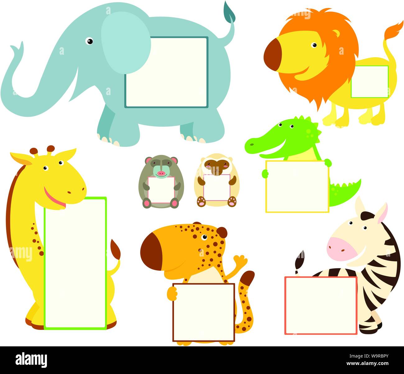 Set of cute african animal memo pads. Labels for scrapbooking. Vector ...