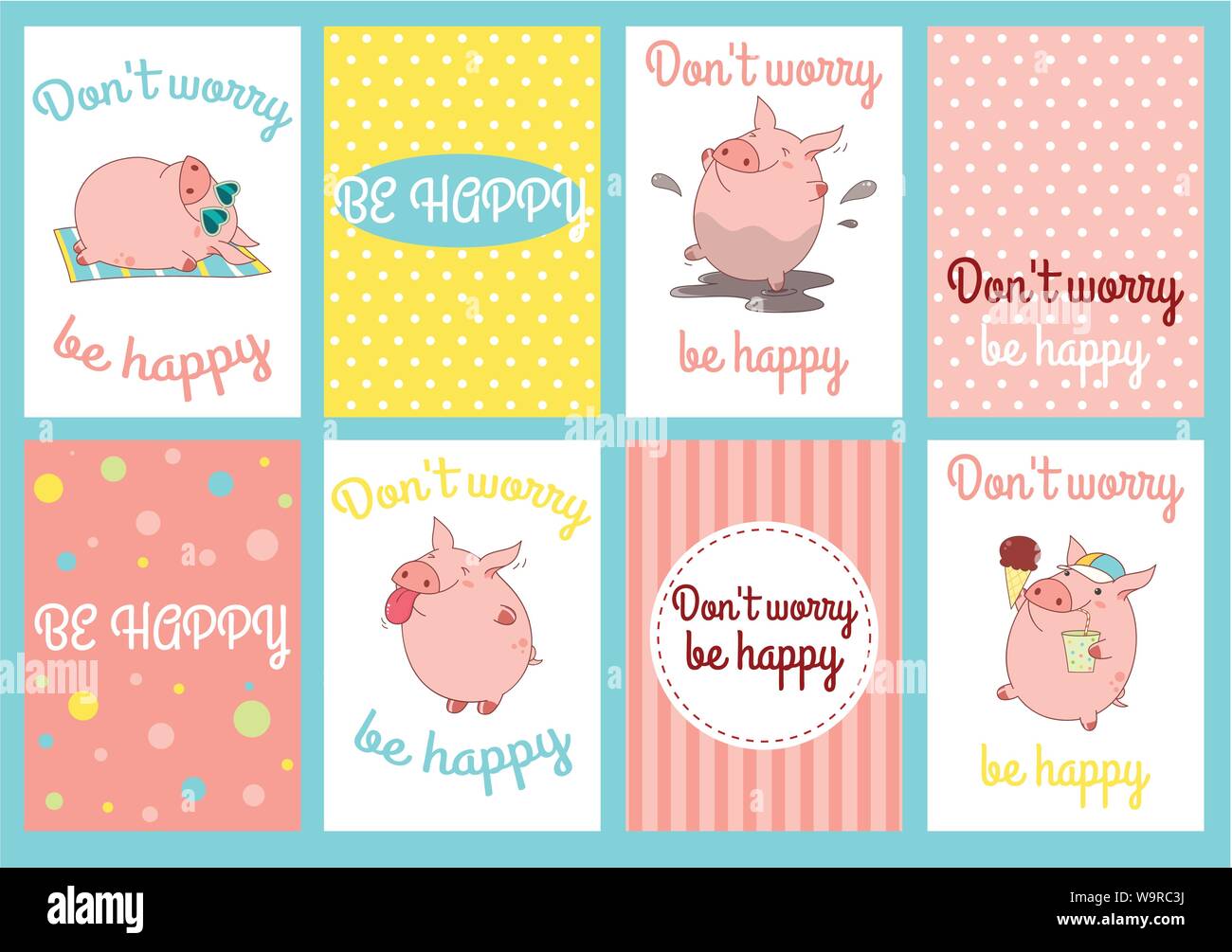 Don't worry, be happy. Set of motivation banner, posters, flyer ...