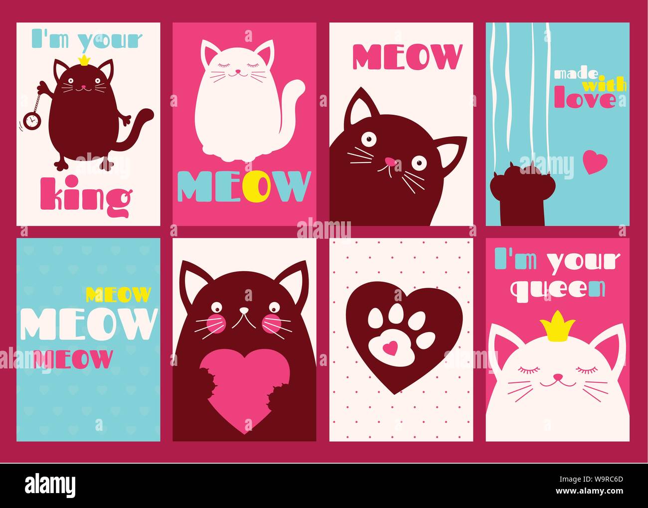 Set of humorous banners, labels, flyers, stickers, placards with cute ...