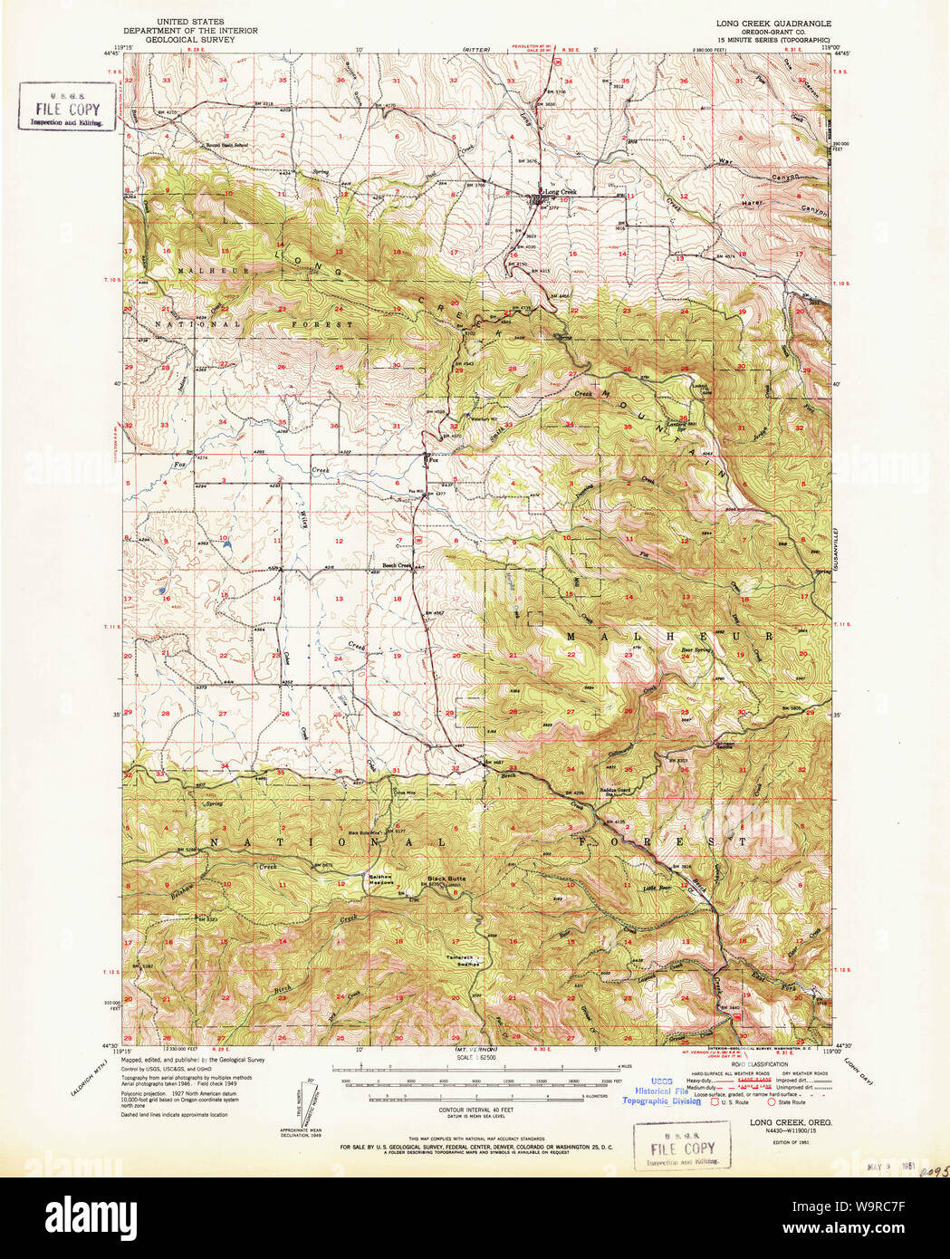 Long creek oregon map hi-res stock photography and images - Alamy