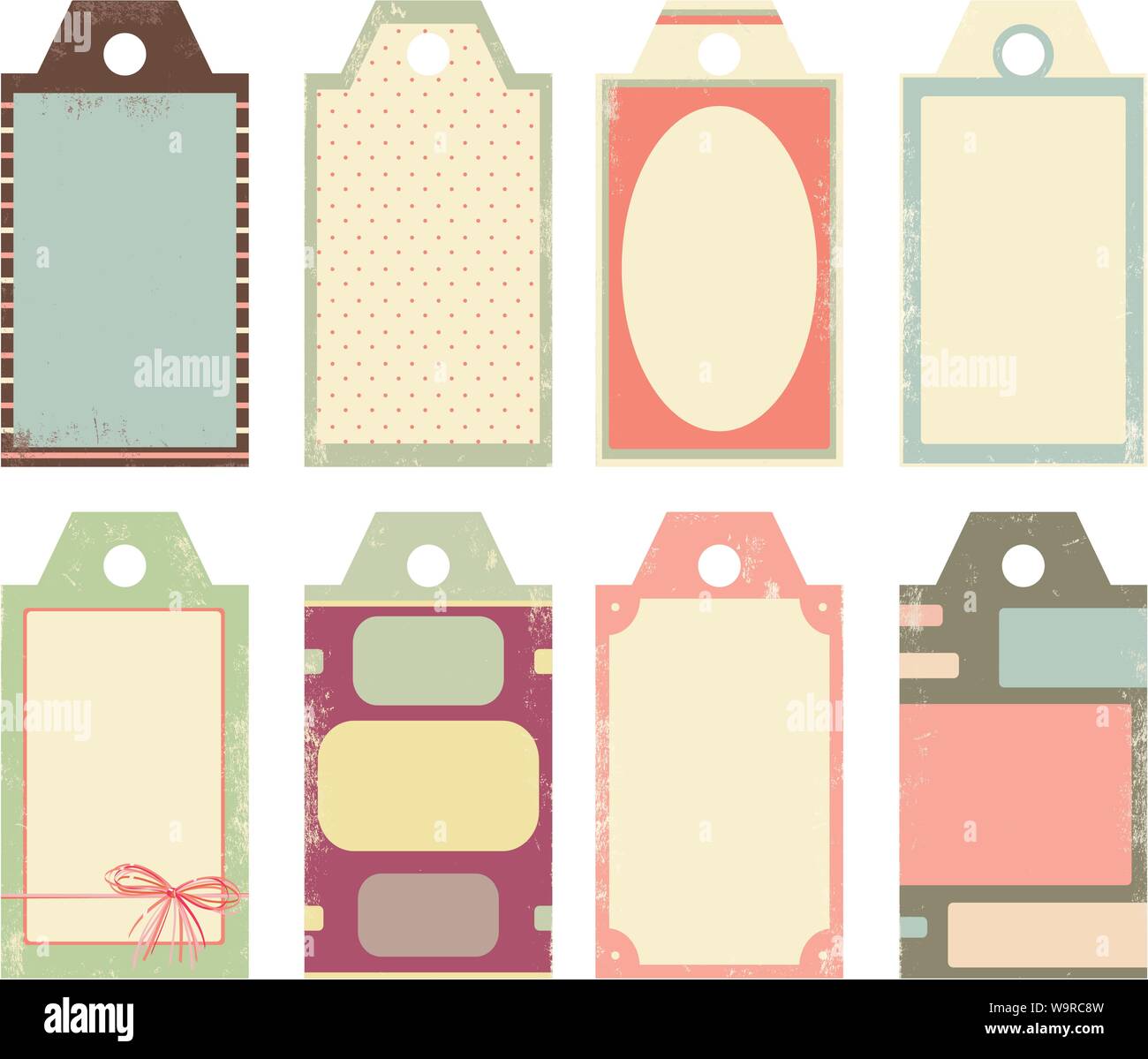 Set of vintage labels in shabby chic style with dots pattern, frames ...