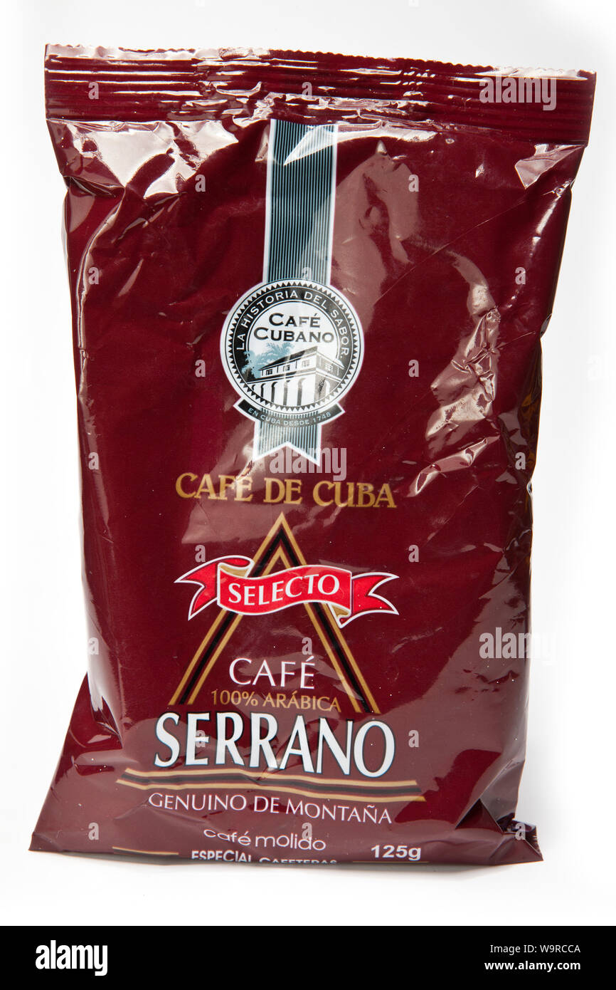 pack of different brands of coffee, produced by Cuba Stock Photo - Alamy