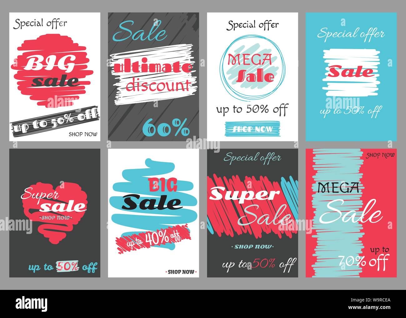 Set of super sale discount banner, label, flyer, coupon, sticker ...