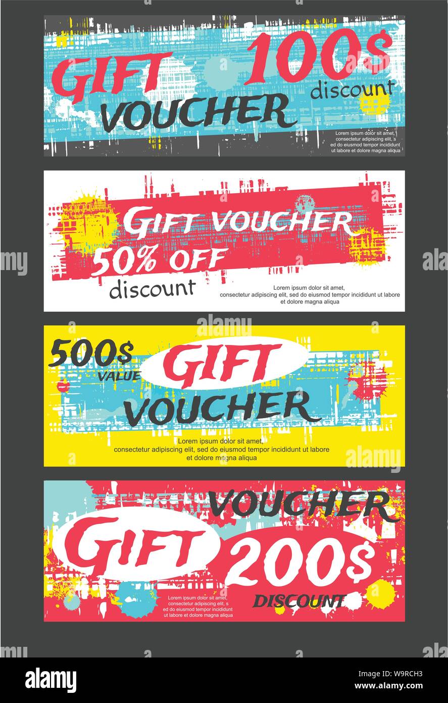 Set of horizontal gift voucher, label, coupon, sticker with ...