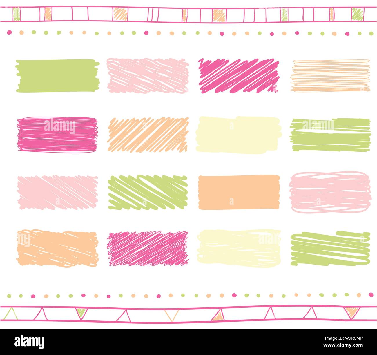 Vector collection of retro scribbled lines with hand drawn style of ...