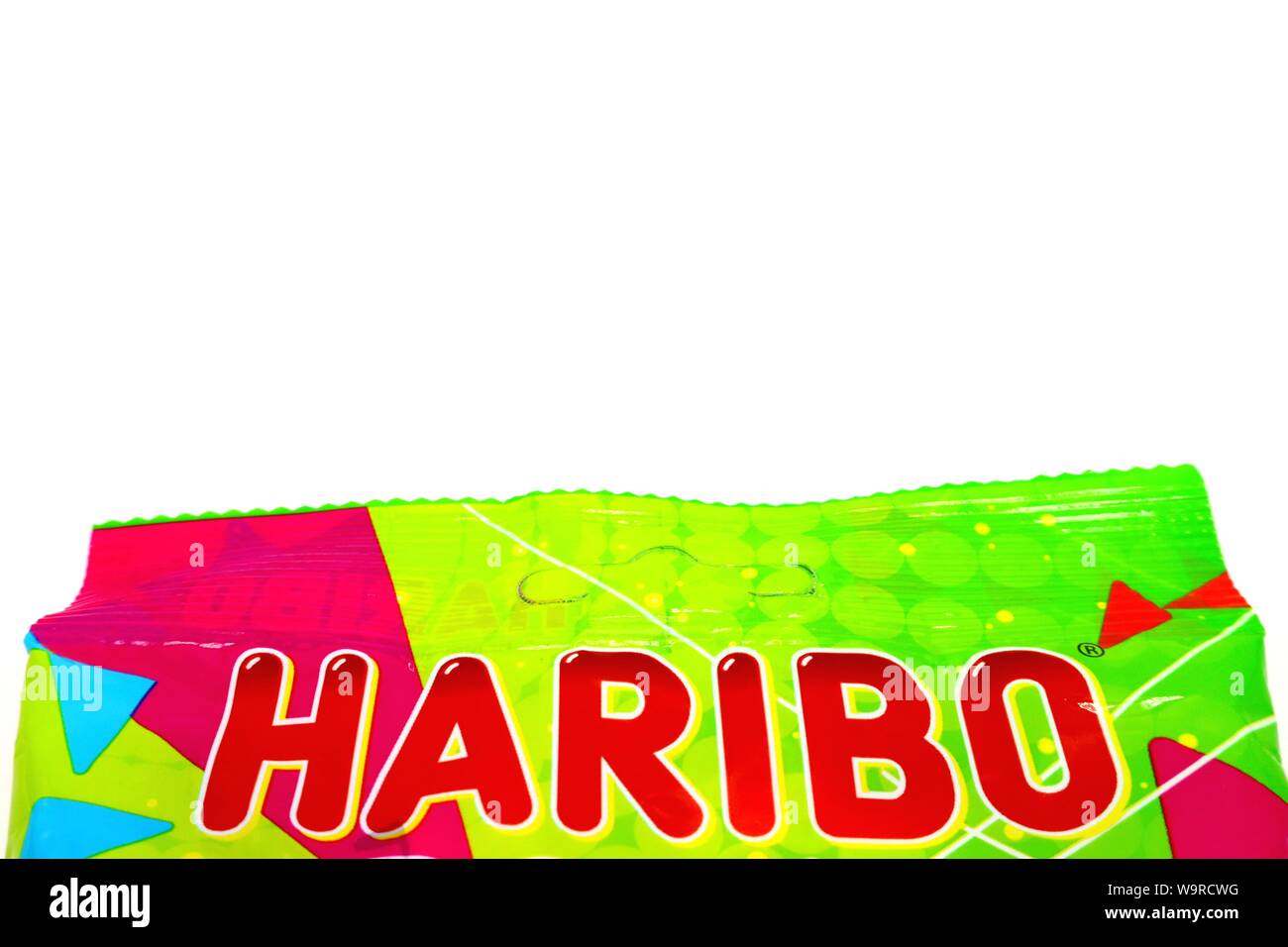 HARIBO Candies package on white background. Haribo is a German ...