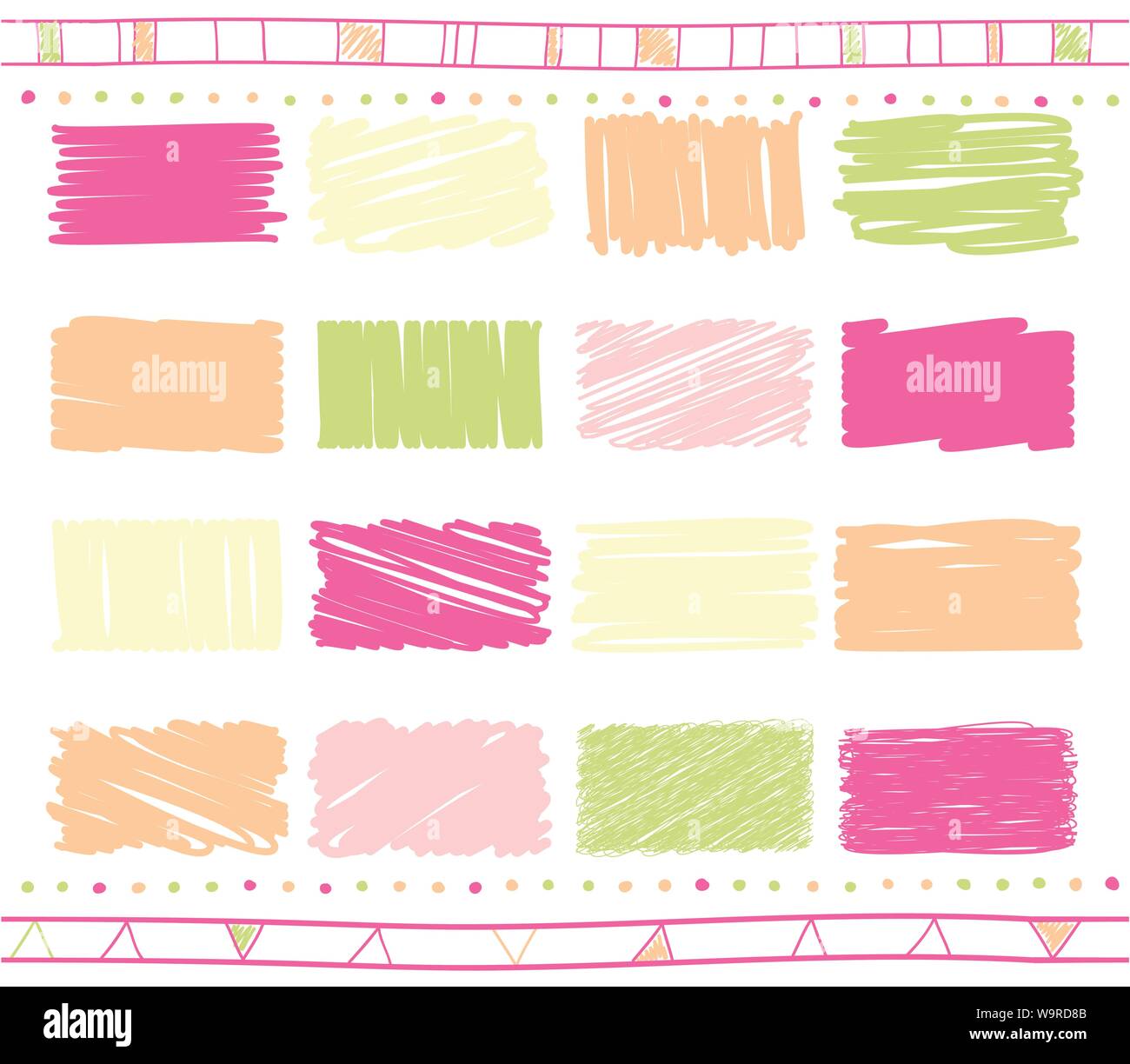 Vector collection of retro scribbled lines with hand drawn style of ...