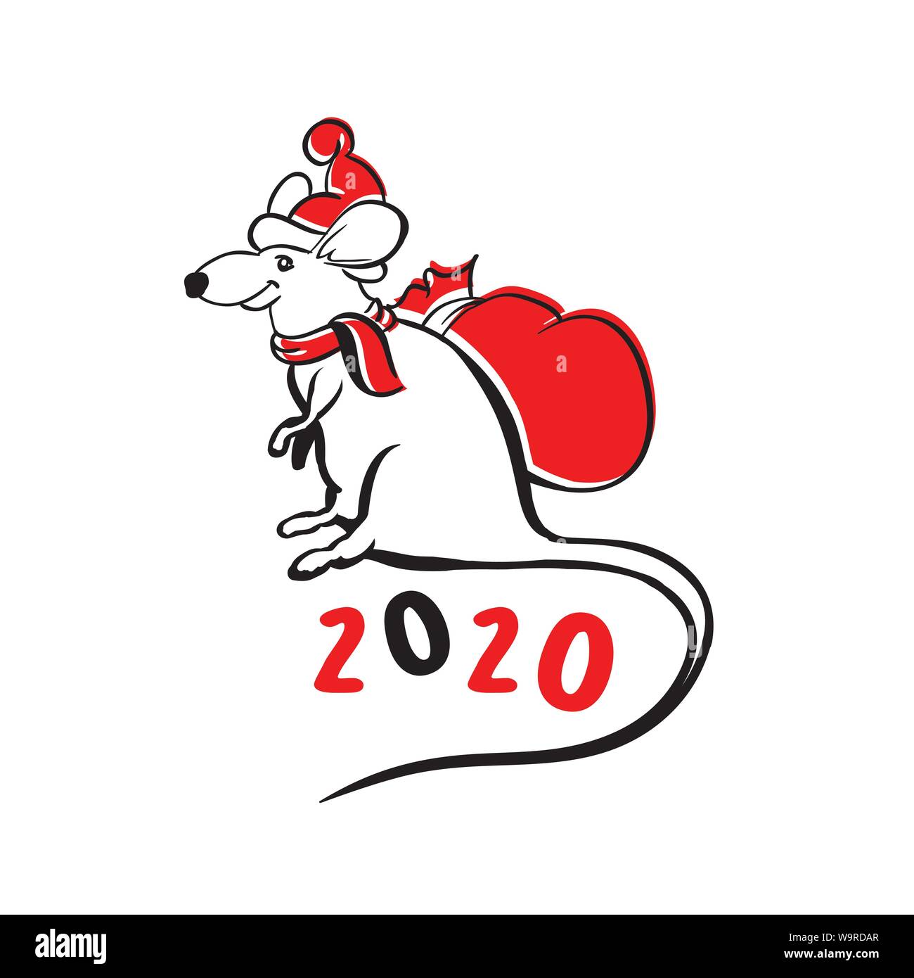 Rat symbol of 2020 New Year Holiday vector isolated sign or emblem ...