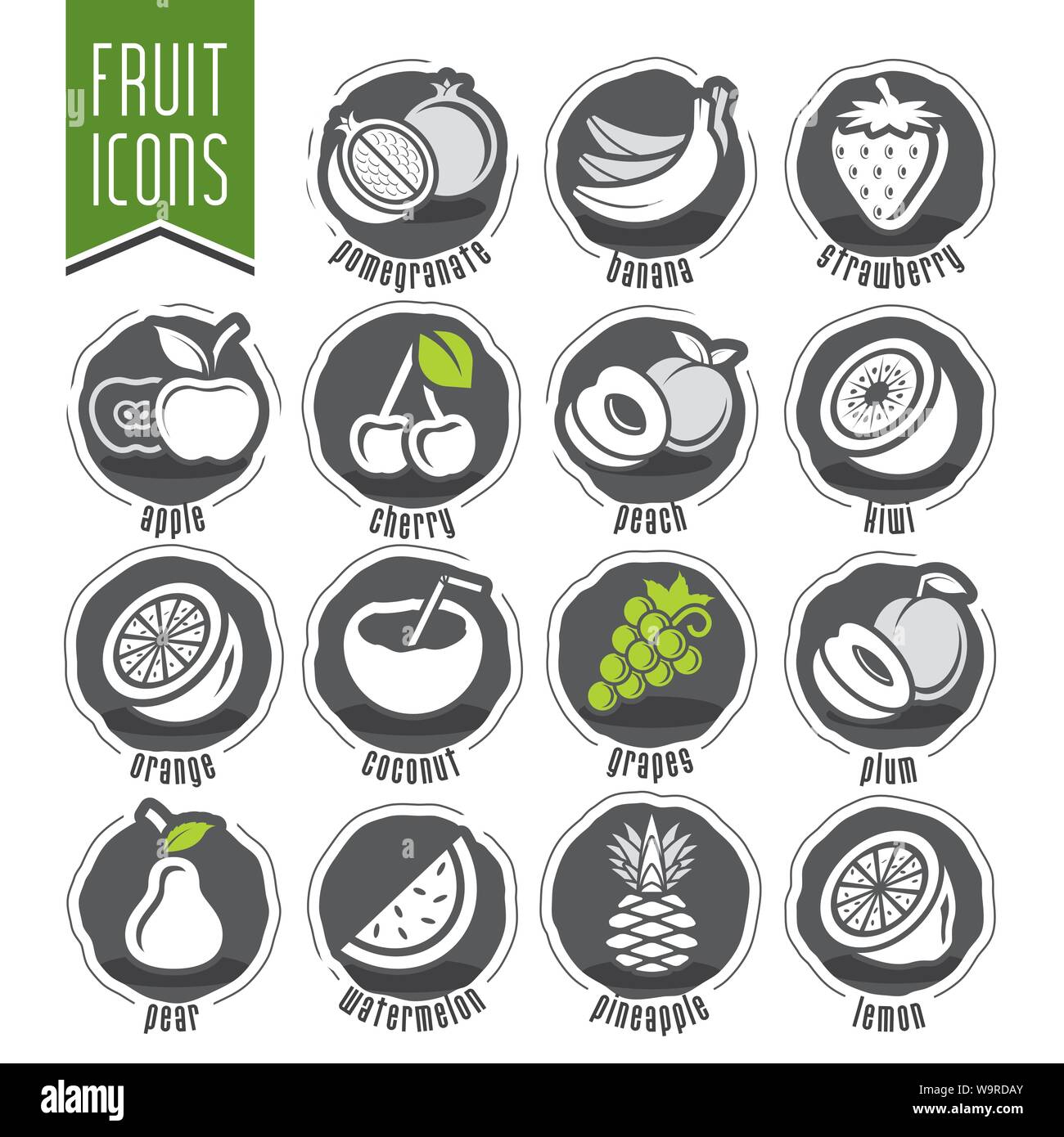 Ready design vector fruit icon set Stock Vector Image & Art - Alamy