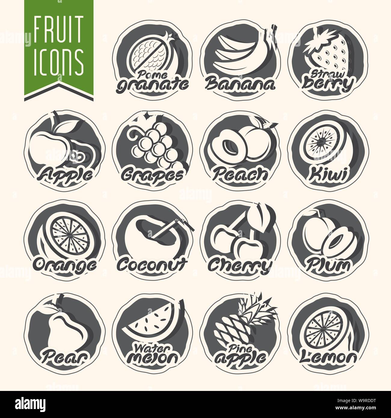 Ready design vector fruit icon set Stock Vector Image & Art - Alamy