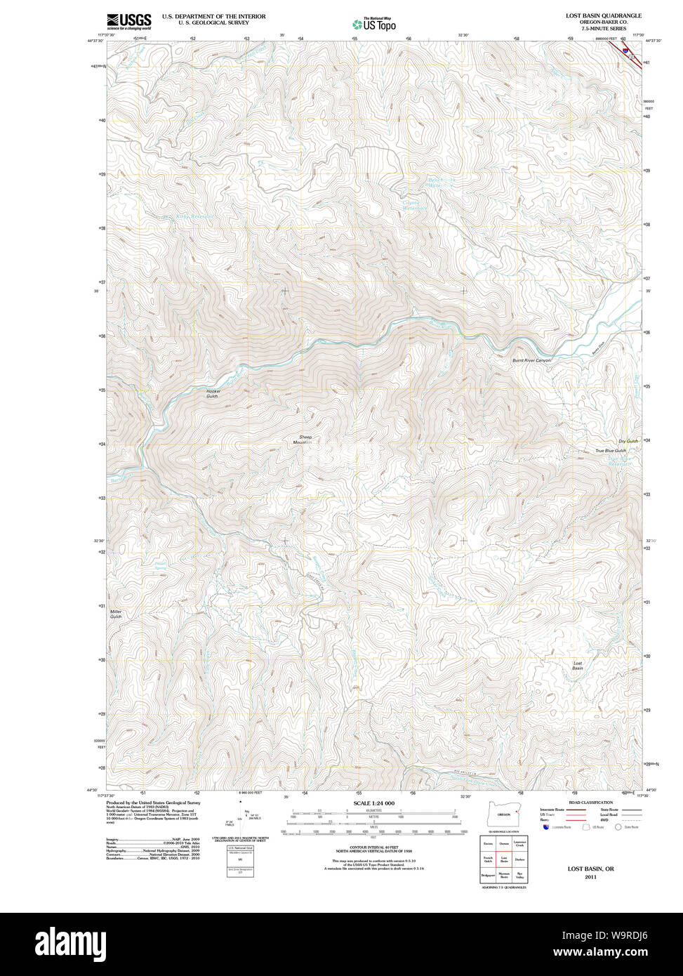USGS Topo Map Oregon Lost Basin 20110831 TM Restoration Stock Photo - Alamy