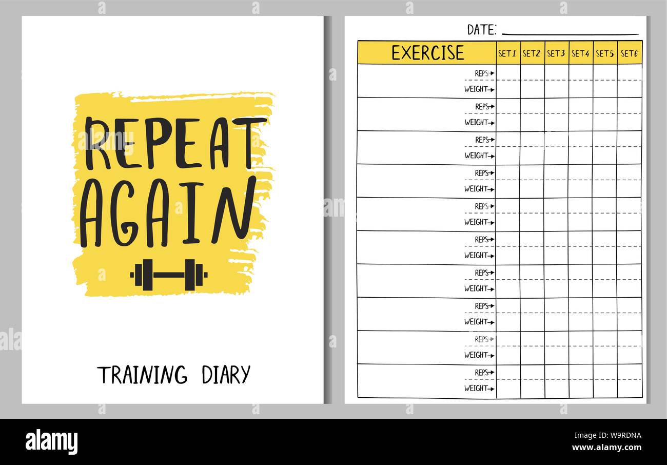 Print template for gym training diary log Stock Vector Image & Art - Alamy