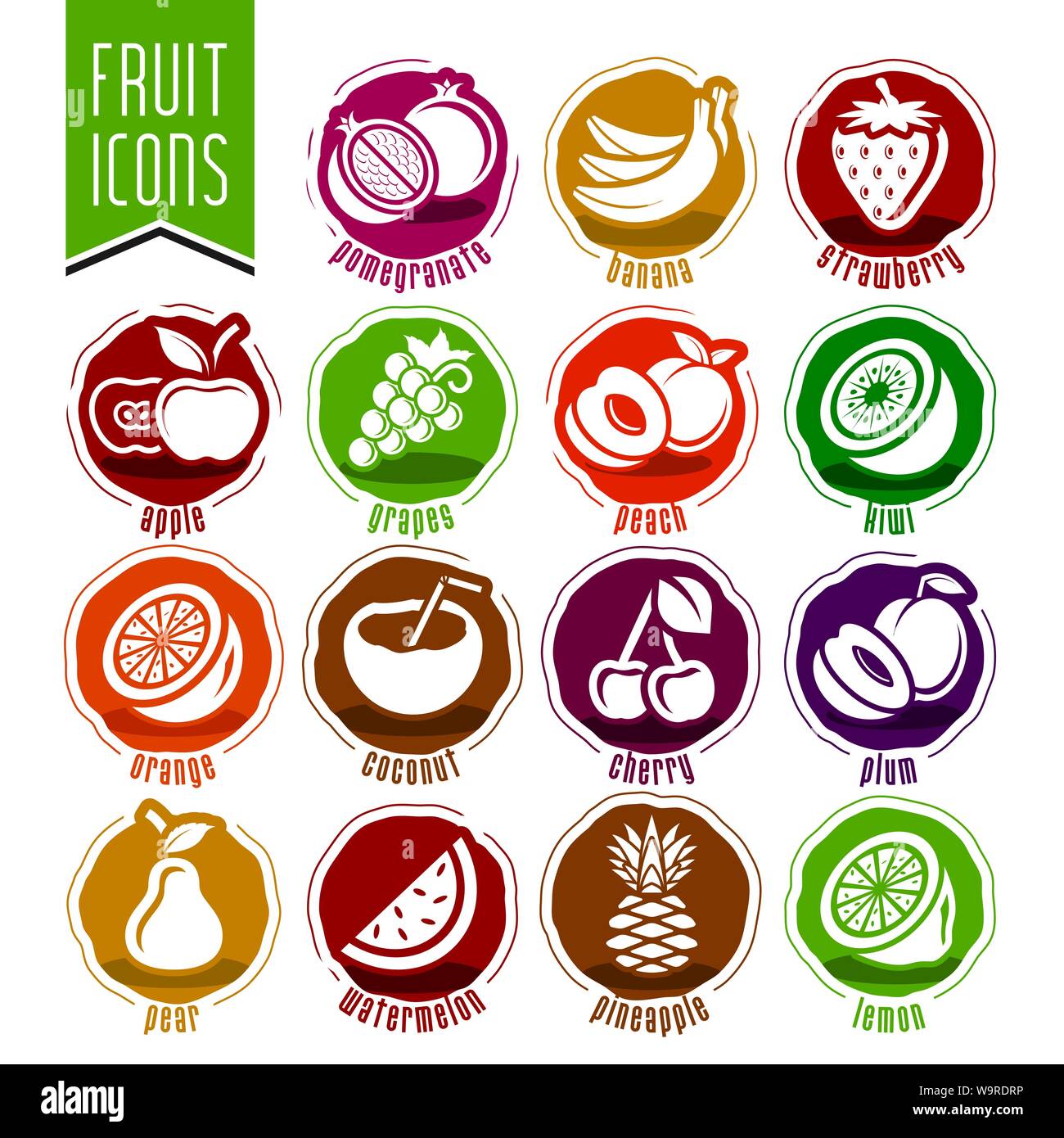 Ready design vector fruit icon set Stock Vector Image & Art - Alamy
