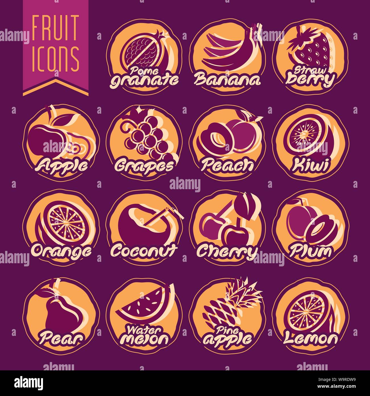 Ready design vector fruit icon set Stock Vector Image & Art - Alamy