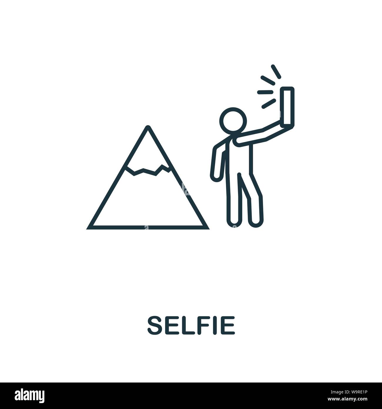 Selfie outline icon. Thin line concept element from tourism icons ...