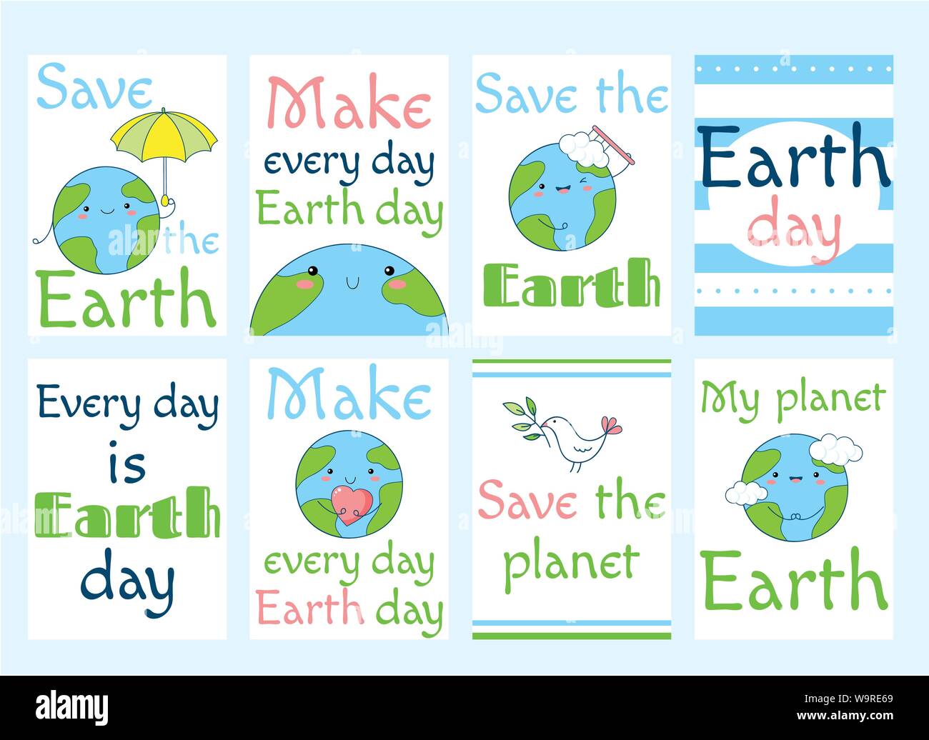 Set of Earth day banners, labels, flyers, stickers, placards with cute ...