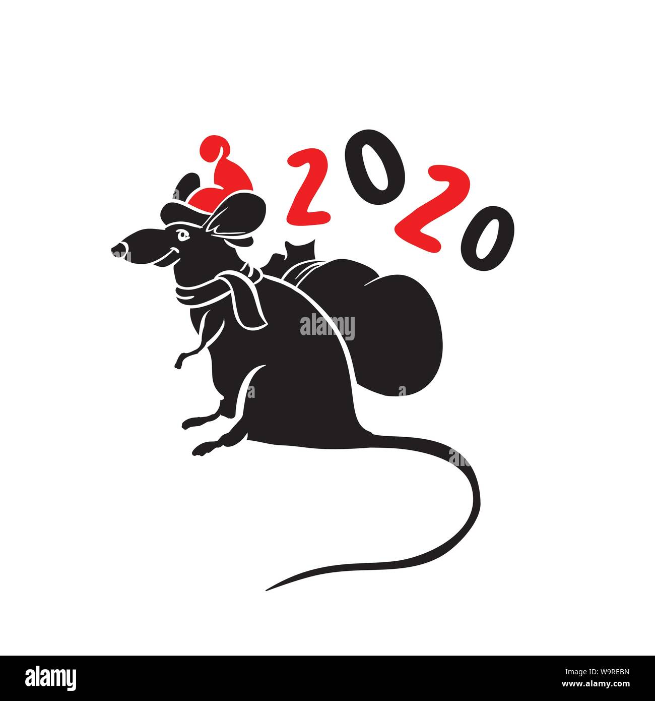 Rat symbol of 2020 New Year Holiday vector isolated sign or emblem ...