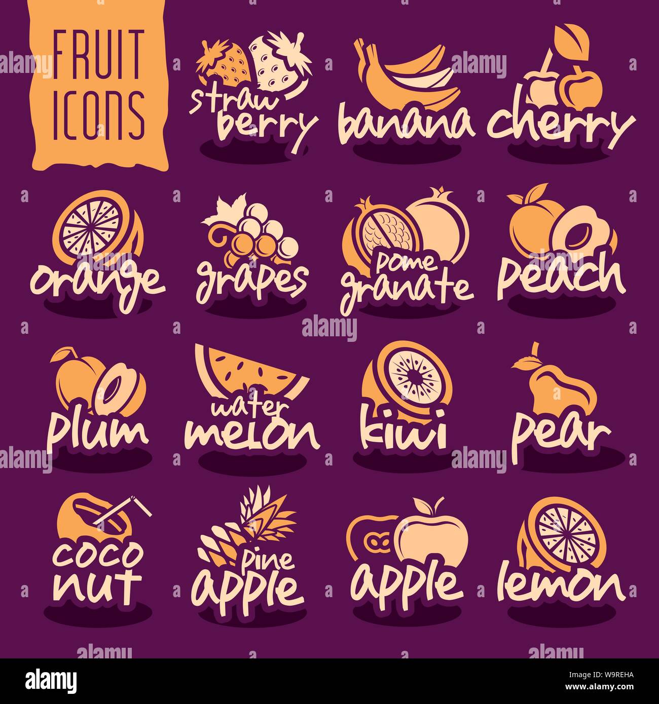 Ready design vector fruit icon set Stock Vector Image & Art - Alamy