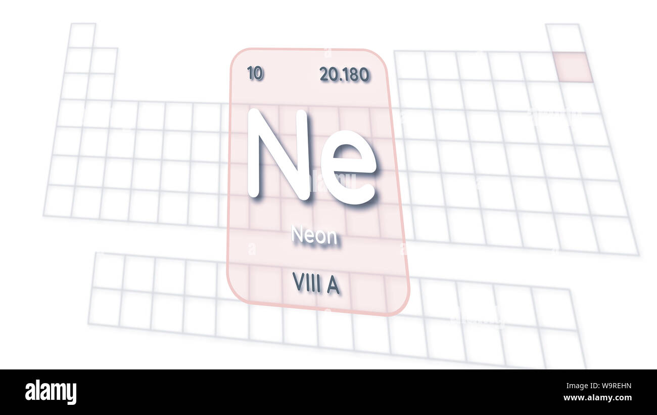Neon chemical element atomic data and symbol - table of elements Stock ...