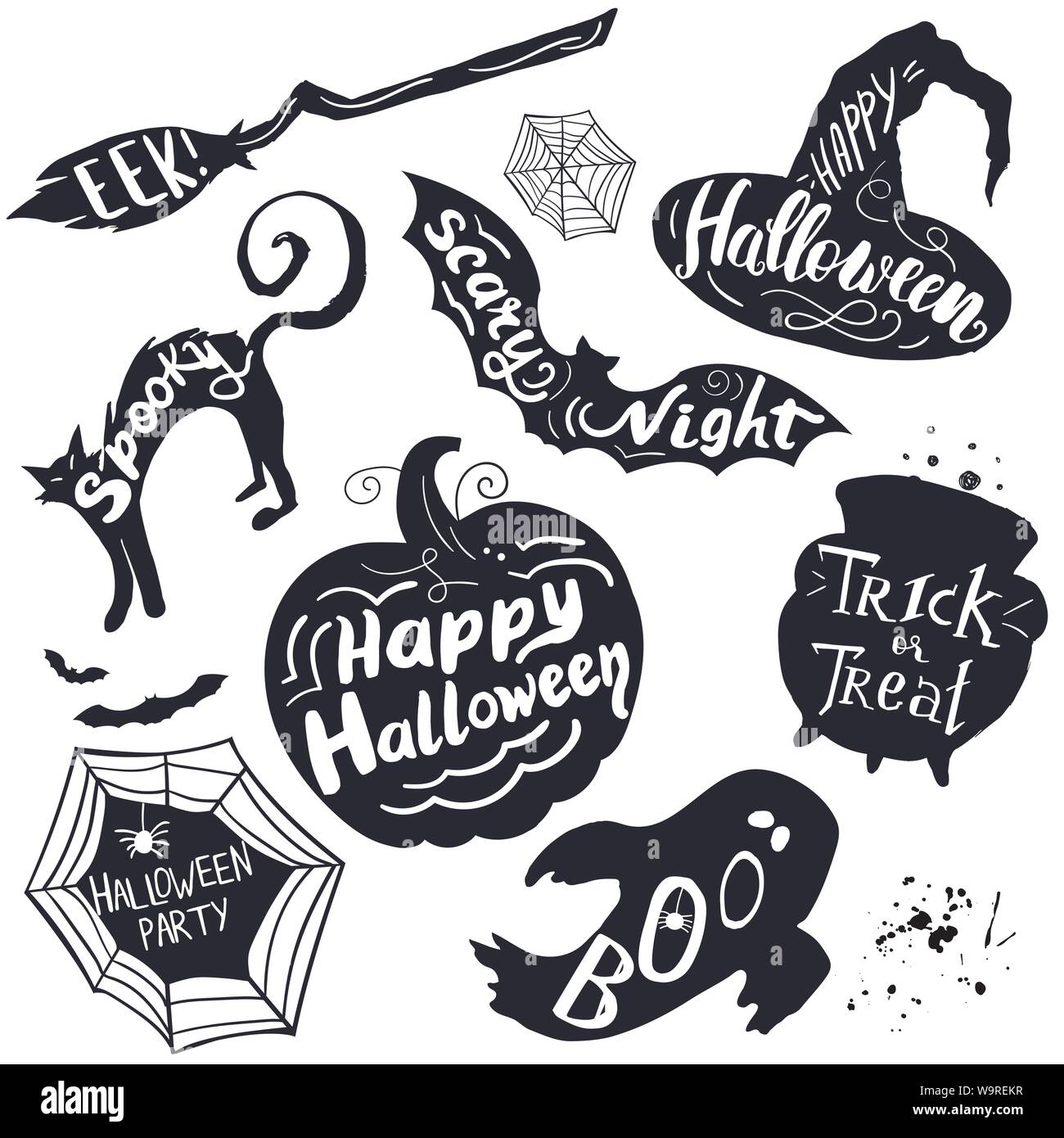 Halloween lettering on bat Stock Vector Images - Alamy