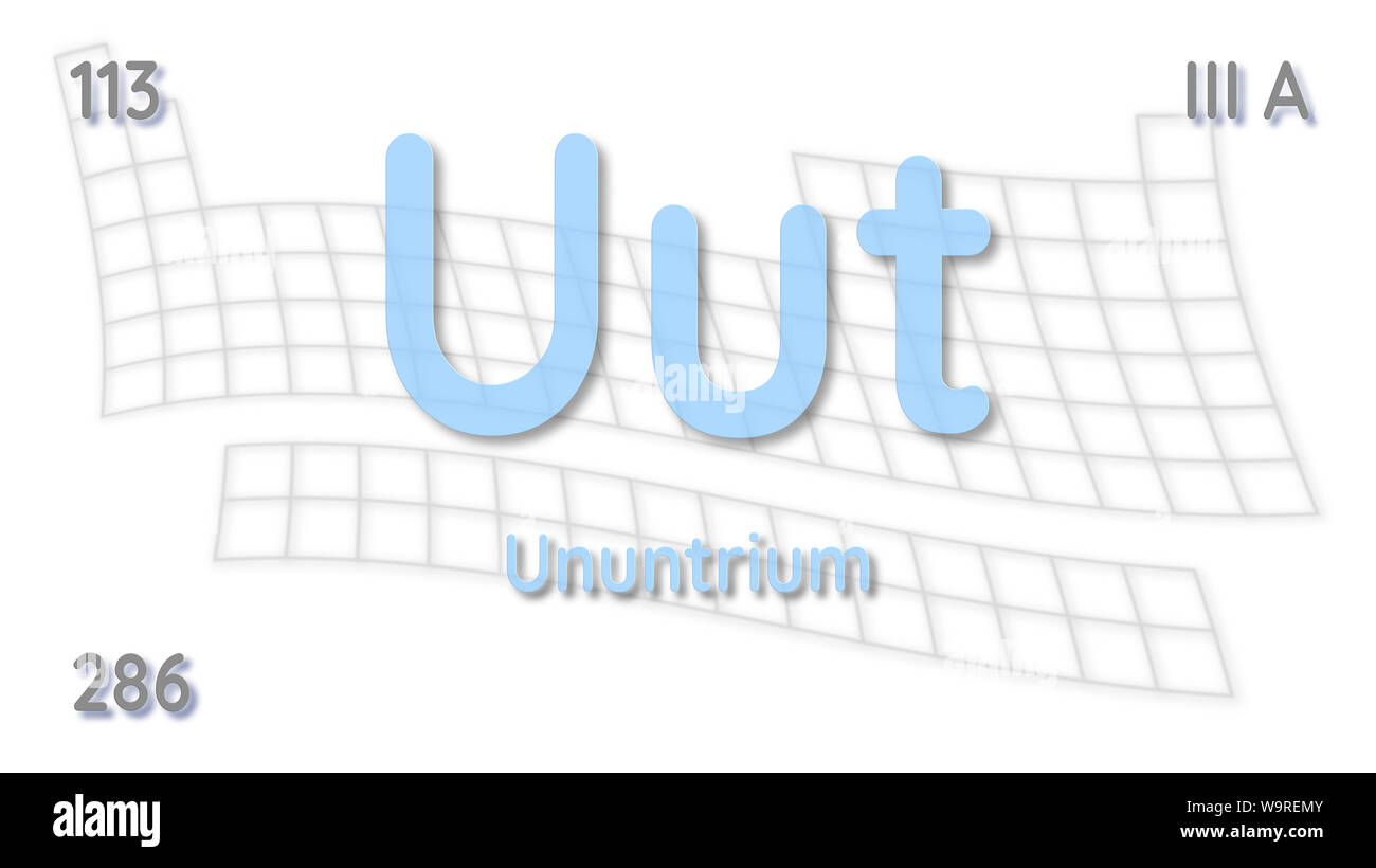 Ununtrium chemical element atomic data and symbol - table of elements Stock Photo - Alamy