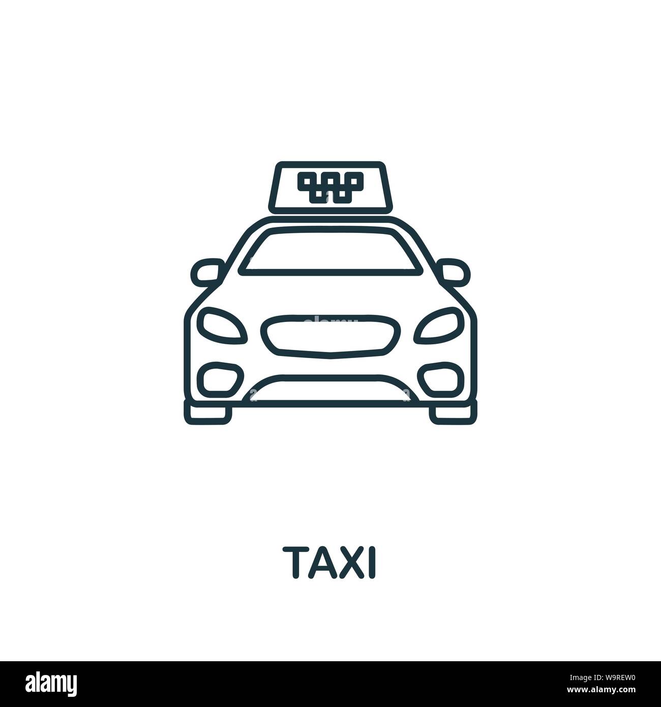 Taxi outline icon. Thin line concept element from tourism icons ...