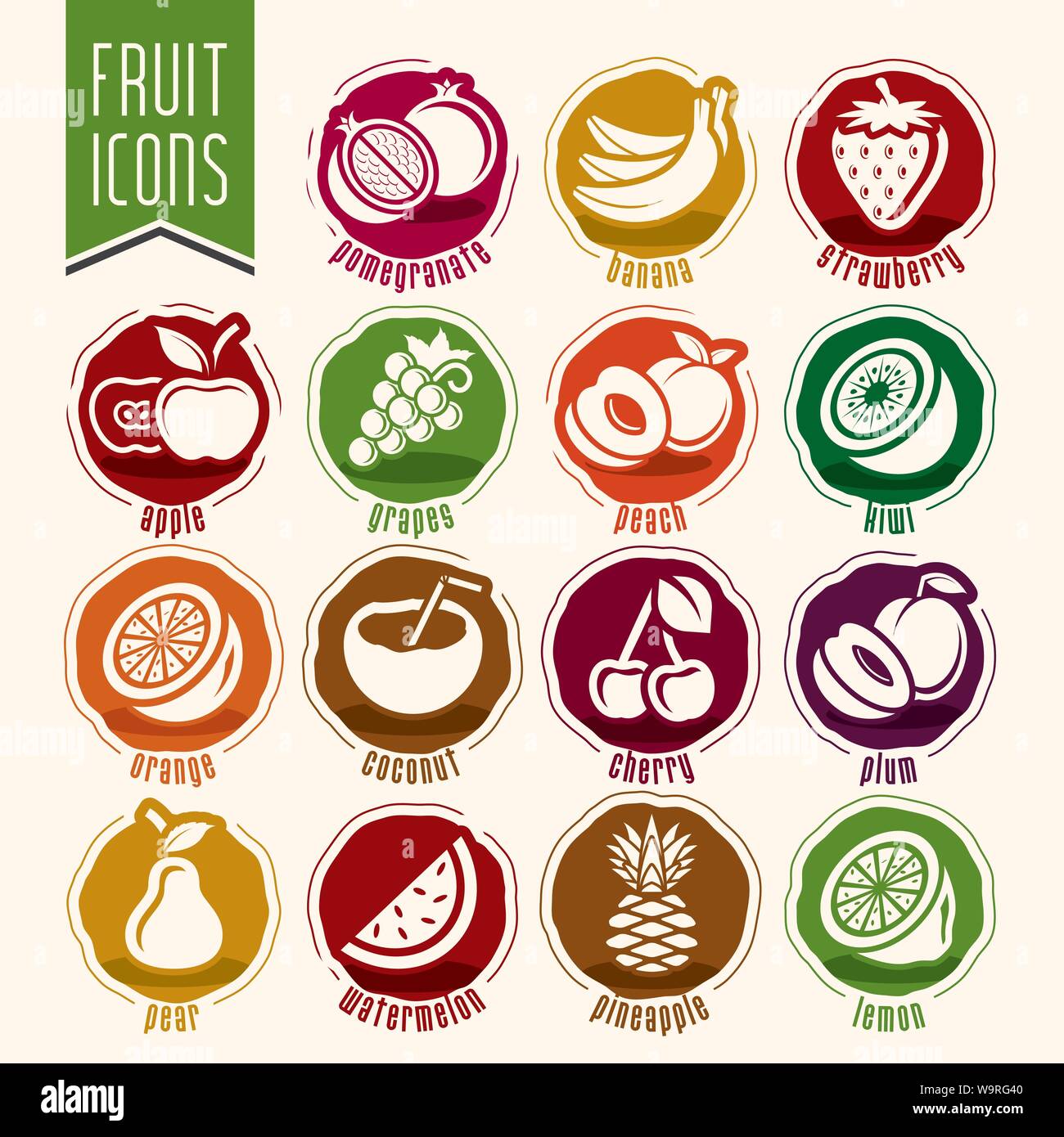 Ready design vector fruit icon set Stock Vector Image & Art - Alamy