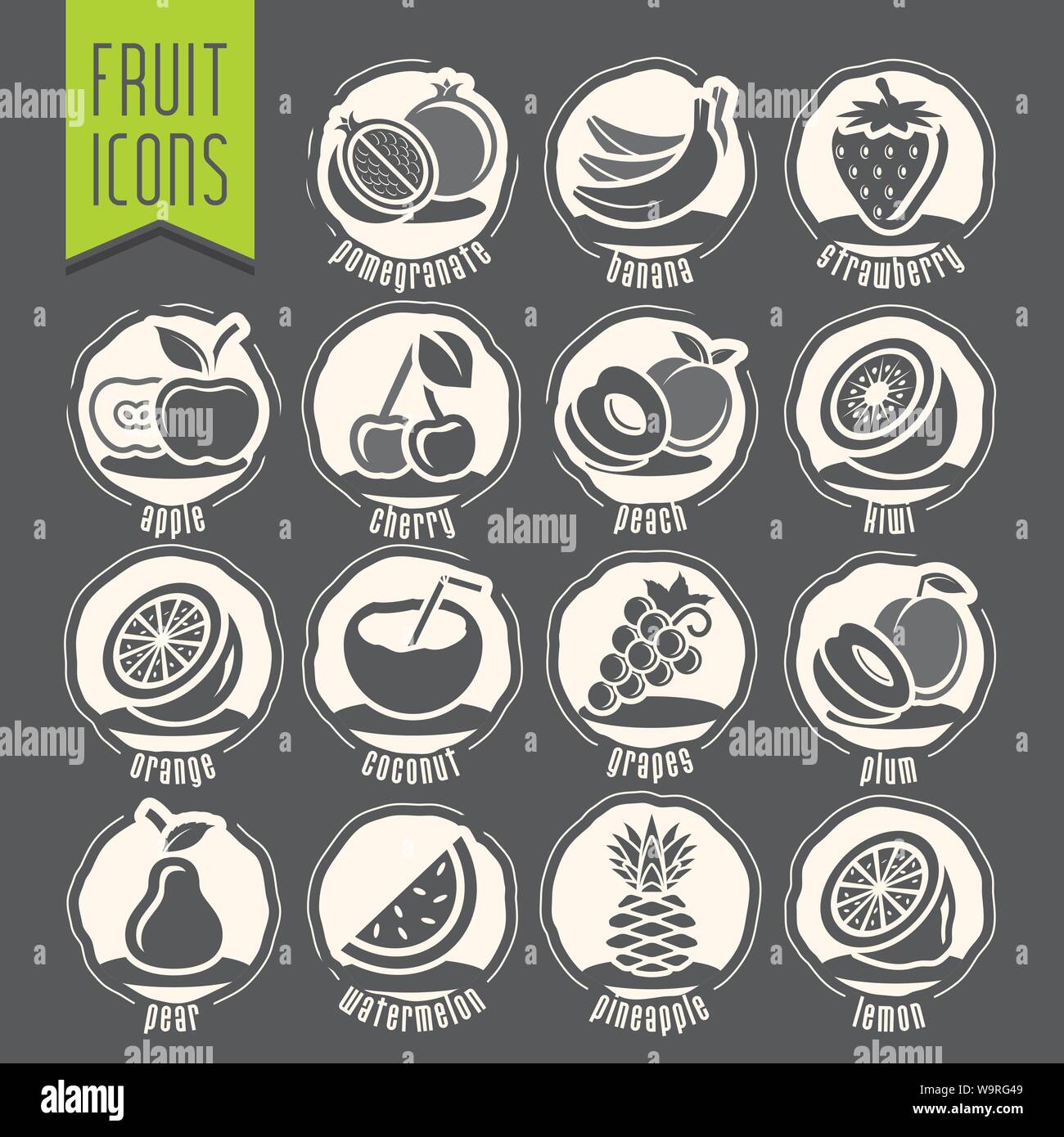 Ready design vector fruit icon set Stock Vector Image & Art - Alamy