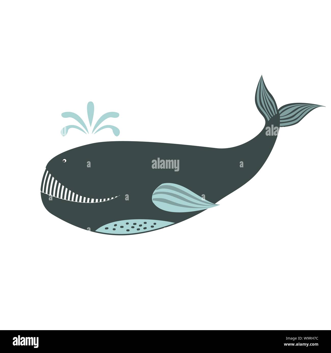 Vector cute cartoon whale isolated on white background. Sea animal ...