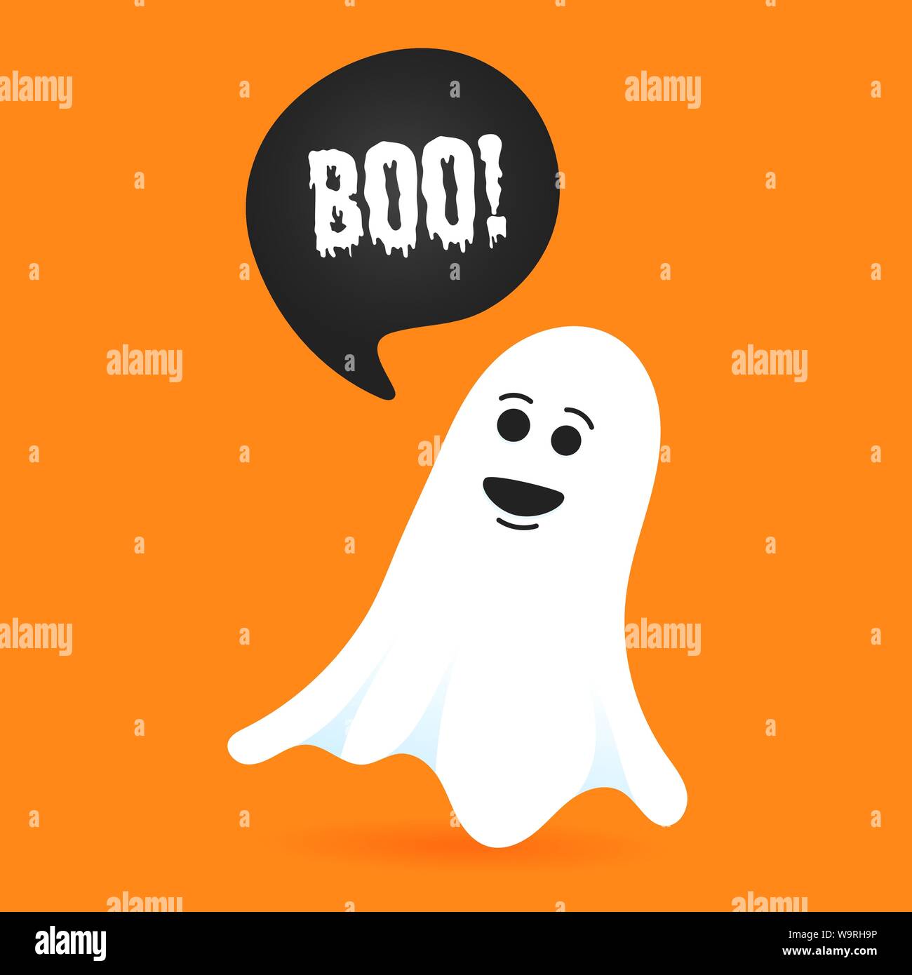 Flying halloween funny spooky ghost character say BOO Stock Vector ...