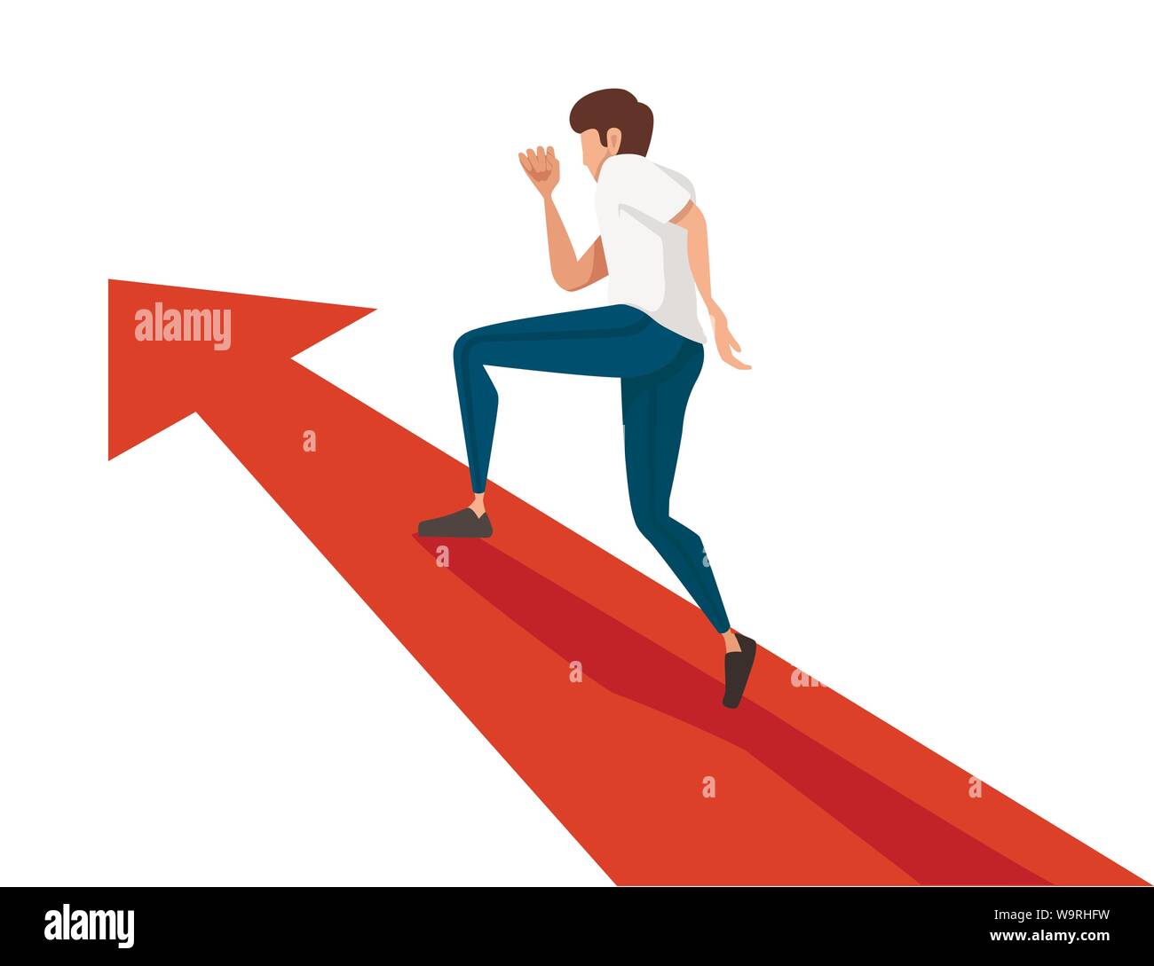 Man running on red arrow concept cartoon character design flat vector ...