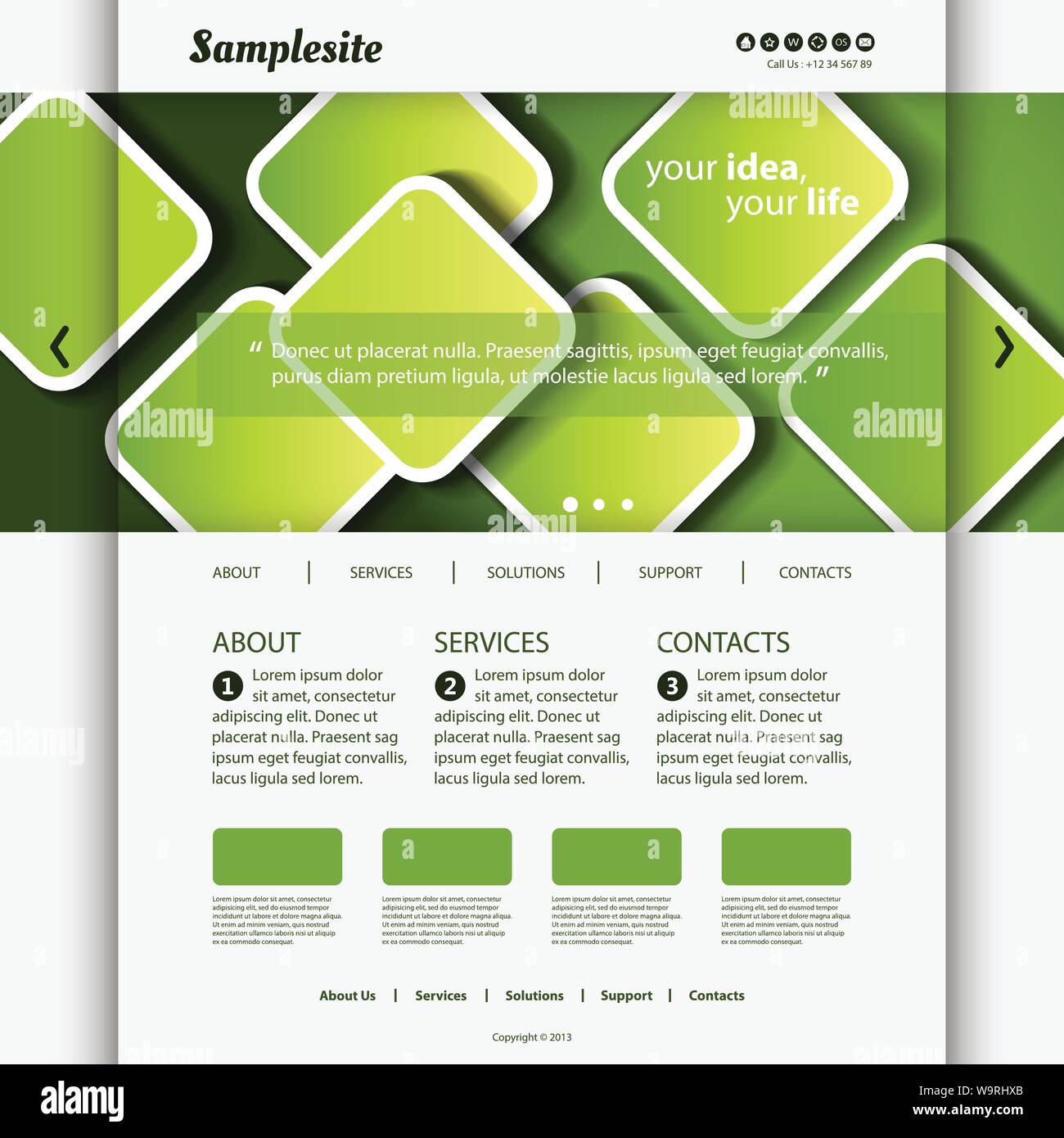 Modern Green Website Template with Abstract Rounded Squares Design in ...