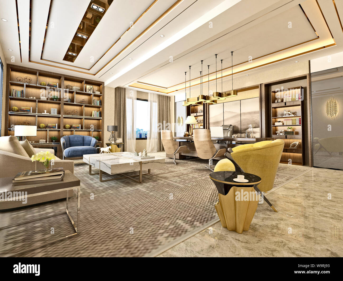 3d render working office Stock Photo - Alamy