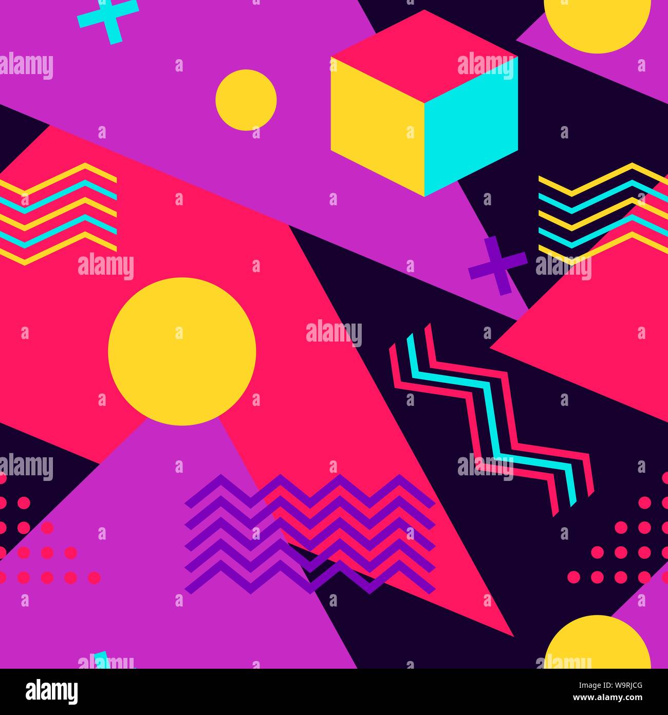 Memphis seamless pattern. Geometric elements memphis in the style of ...