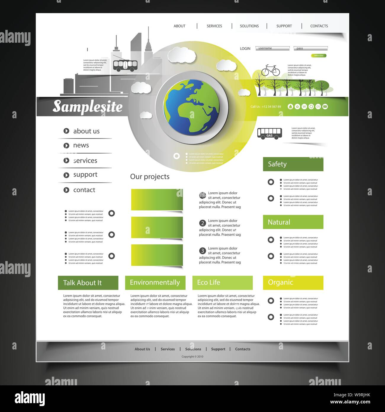 Colorful Modern Eco Website Design Template with Concept of ...