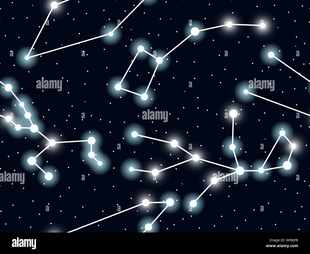 Seamless pattern starry sky with the constellations of Ursa Minor ...